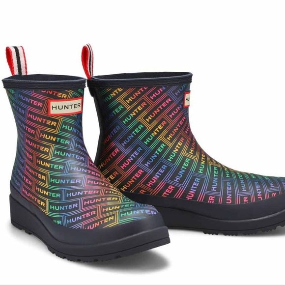 Hunter | Shoes | Hunter Play Logo Rain Boot Navyrainbow Xray | Poshmark